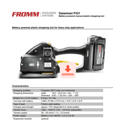 P331 Battery Powered Plastic Strapping Tool | FROMM Packaging