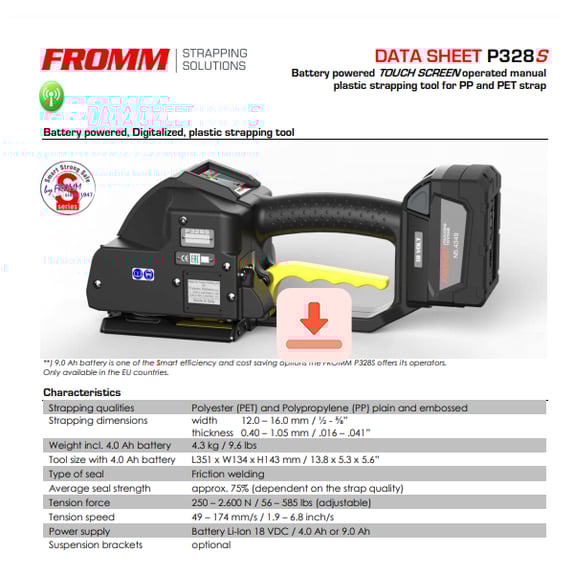 P328S Touchscreen Plastic Strapping Tool | FROMM Packaging